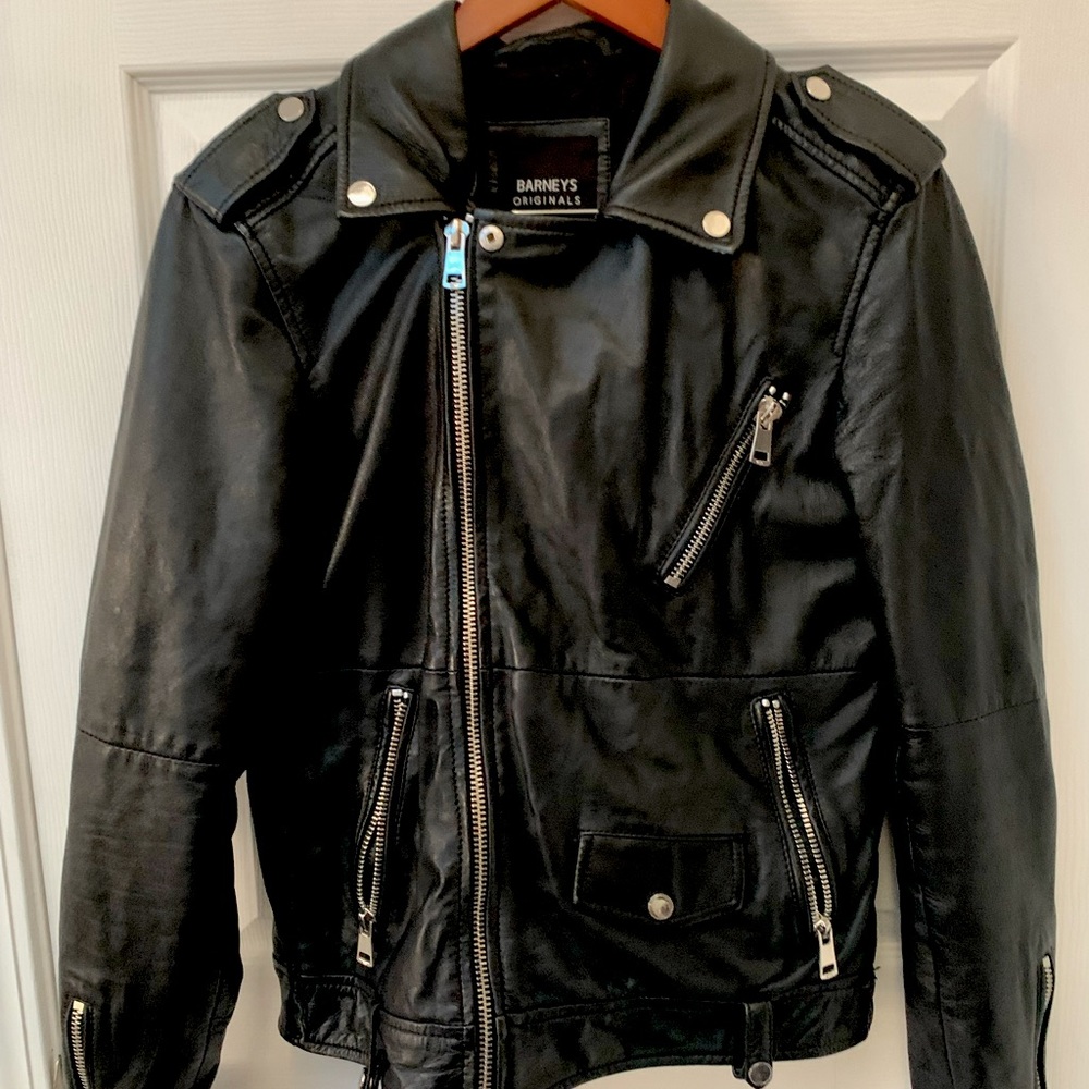 Barneys Original Black Leather Jacket Women’s Size S - Gem